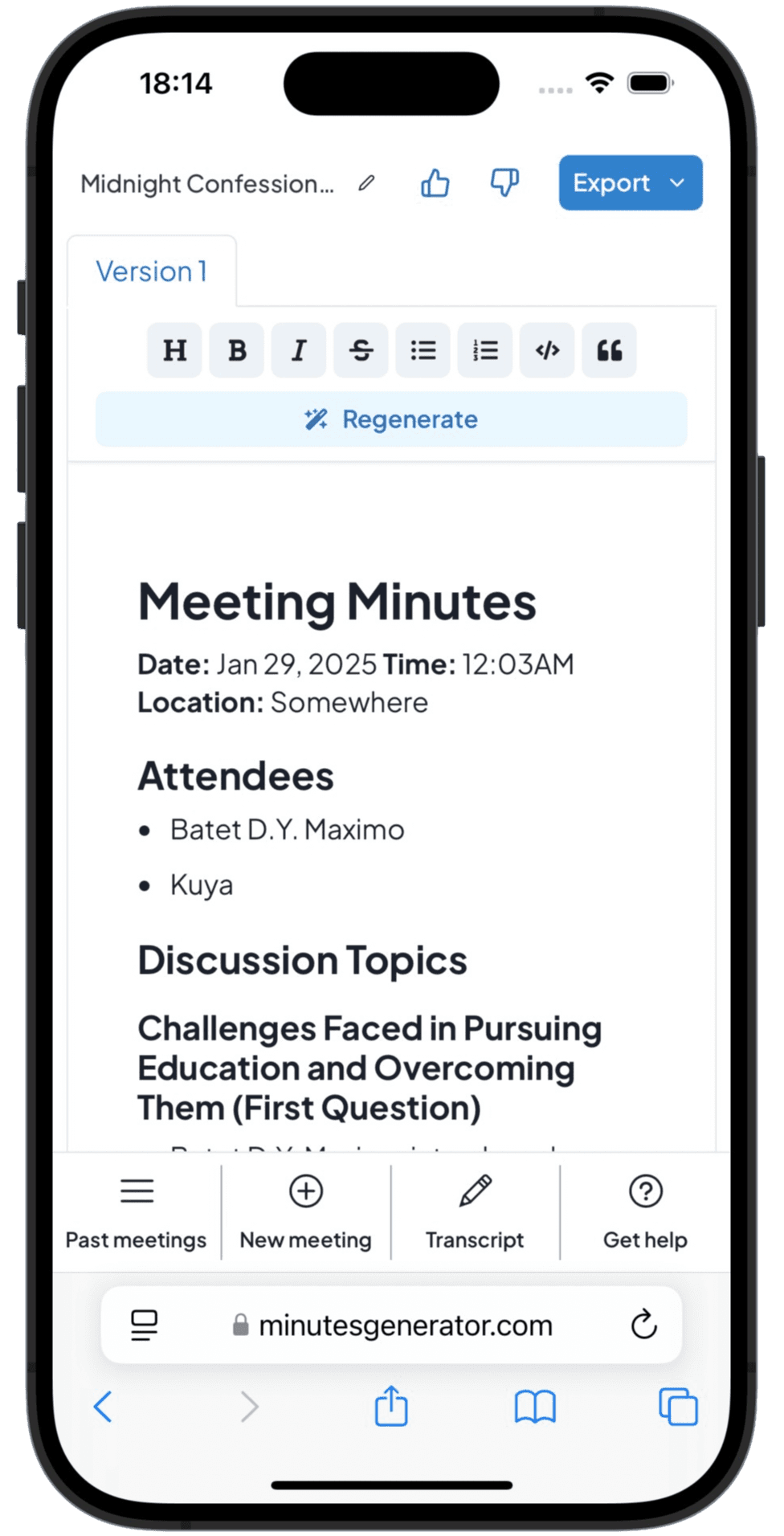MinutesGenerator: AI Meeting Minutes Generator